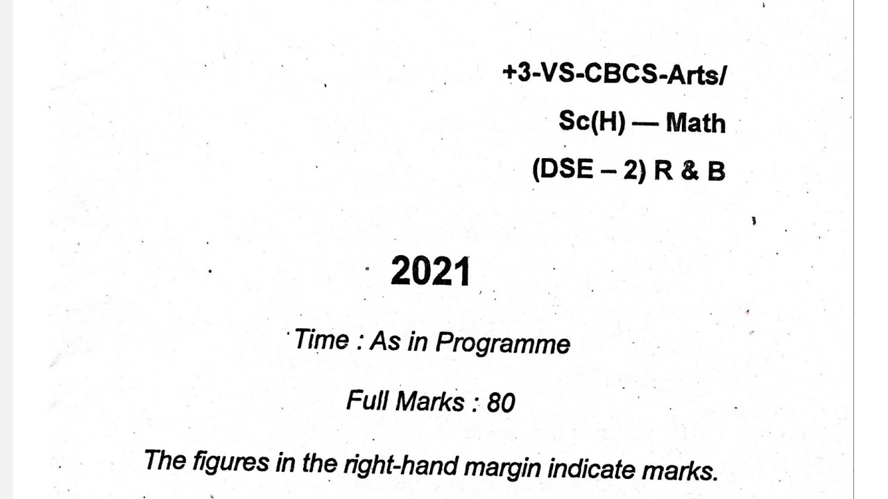 +3 Mathematics Honours | DSE-2 | 2021 Questions - YouTube