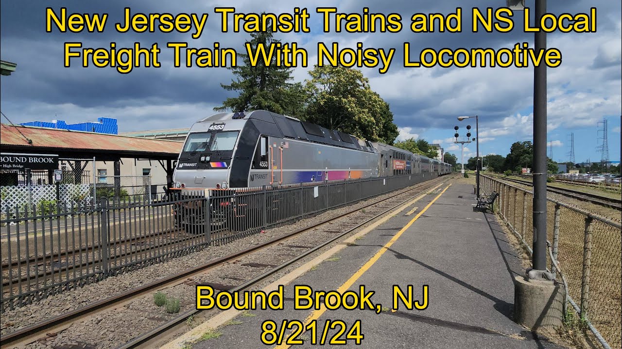 New Jersey Transit Trains and NS Local Freight Train With Noisy ...
