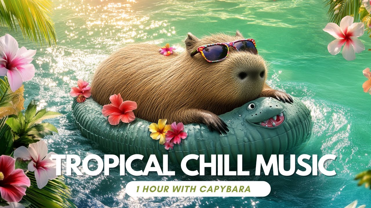 🌴 1 Hour Chill with Capybara Floating in a Tropical Lake | Relaxing ...