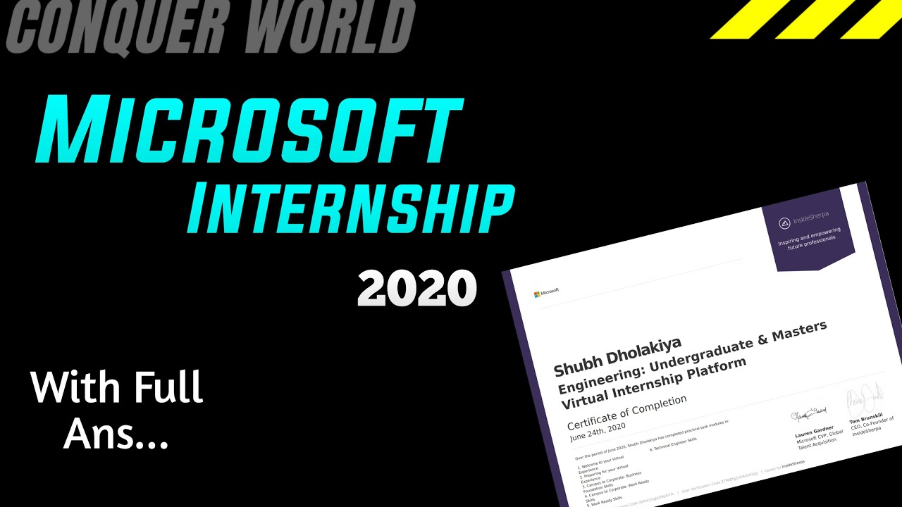Microsoft Internship 2020 | Everyone Eligible| Microsoft Certification ...