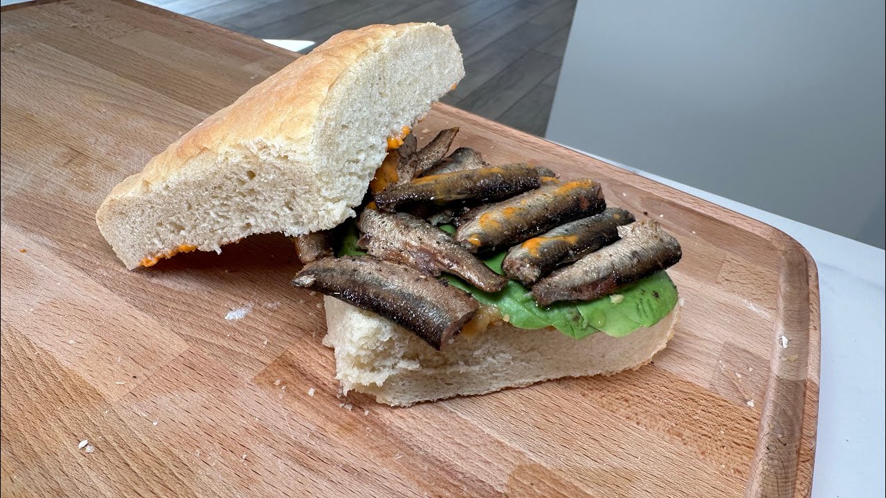 Homemade sardine sandwich from scratch with garlic paste. So delicious ...