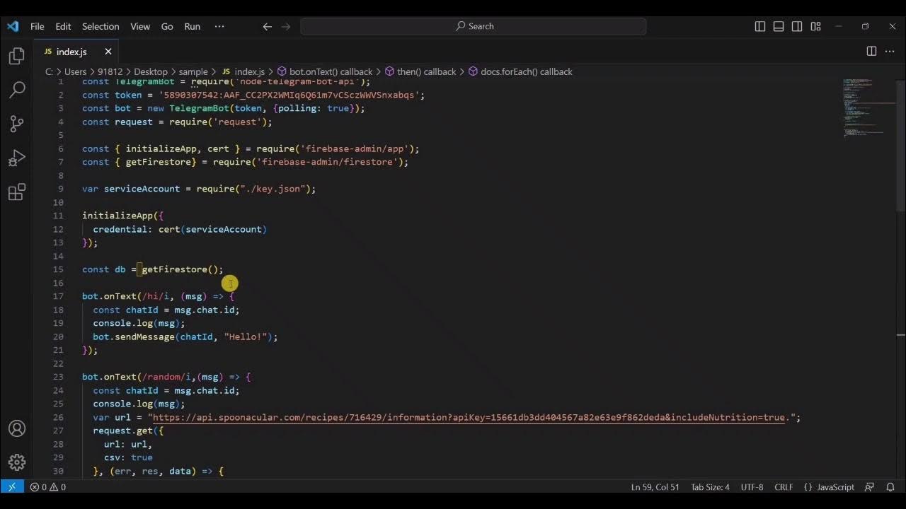 How to Build a Food API Telegram Chatbot Connect with Firestore Database - YouTube
