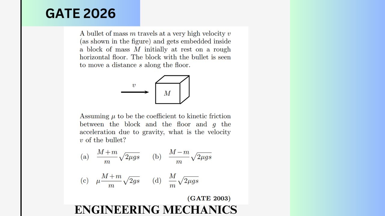 ENGINEERING MECHANICS GATE IMPORTANT EXPECTED QUESTION || GATE 2026 ...