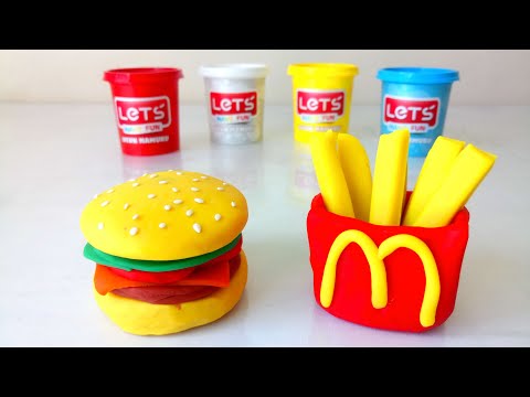 Oyun Hamurundan Hamburger Ve Patates Kızartması Yapıyoruz 🍔 Çocuklar İçin Videolar 🍟