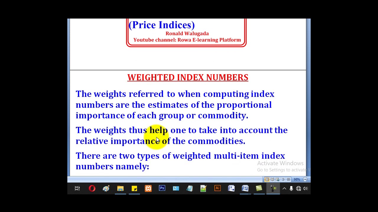 3 How To Calculate Weighted Index Numbers Price Indices YouTube 3 How To Calculate Weighted Index Numbers Price Indices YouTube
