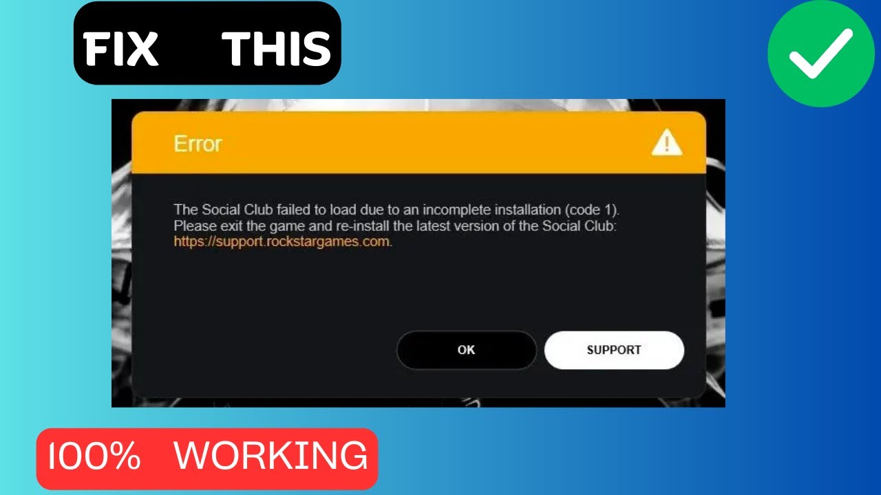 How to Fix “Social Club has failed to start because of an incomplete installation code 1″ - YouTube