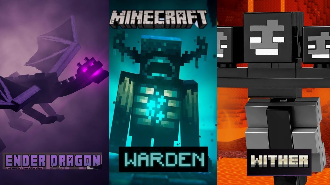MINECRAFT : warden , wither and ender dragon comes together😱 - YouTube