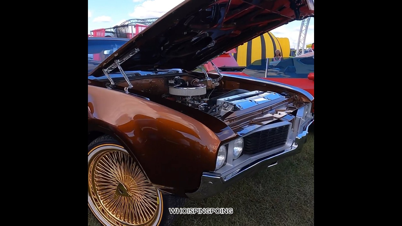 Kandy rootbeer Oldsmobile cutlass 442 on gold Dayton wire wheels - YouTube