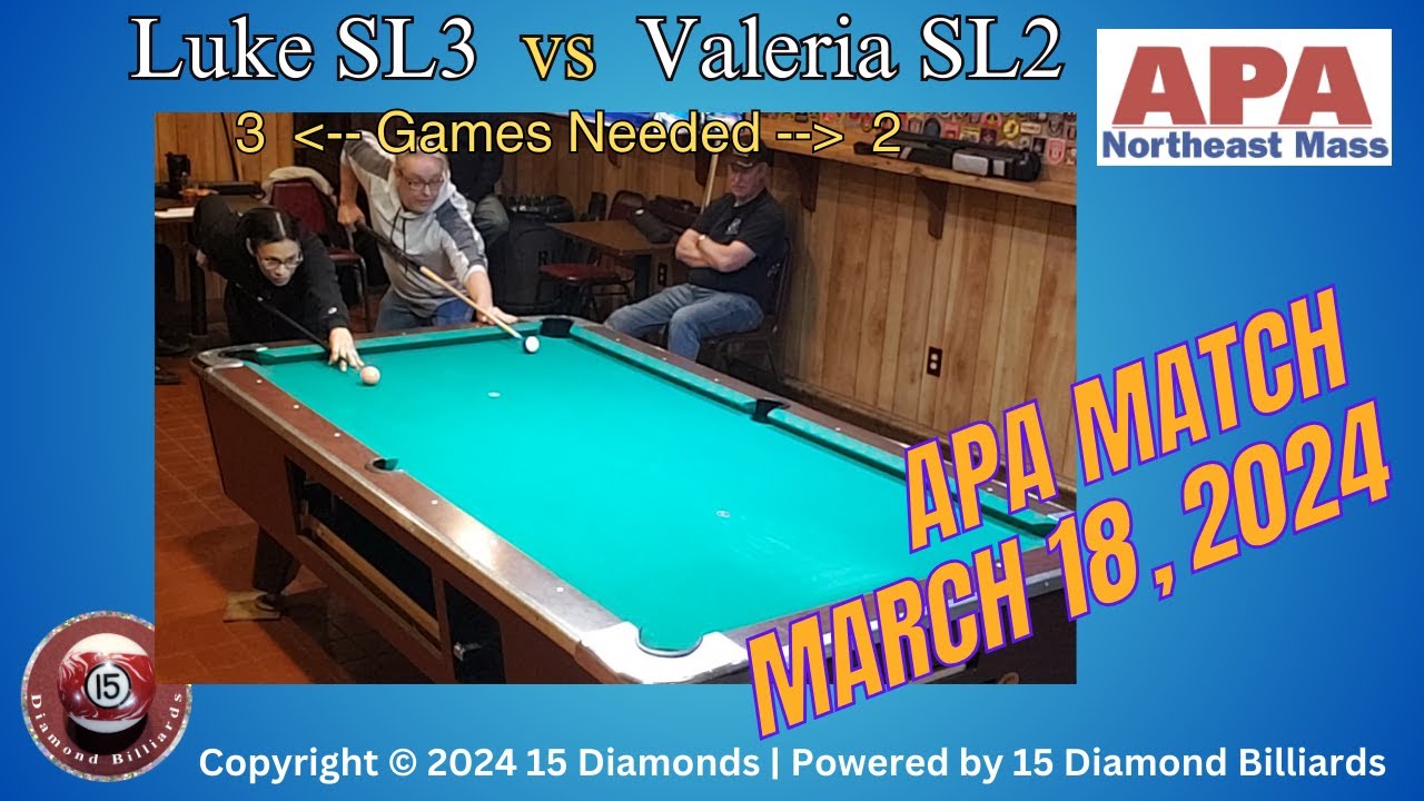 Live APA Match March 18, 2024 Luke Michaud SL3 vs Valeria Bacajol SL2 ...