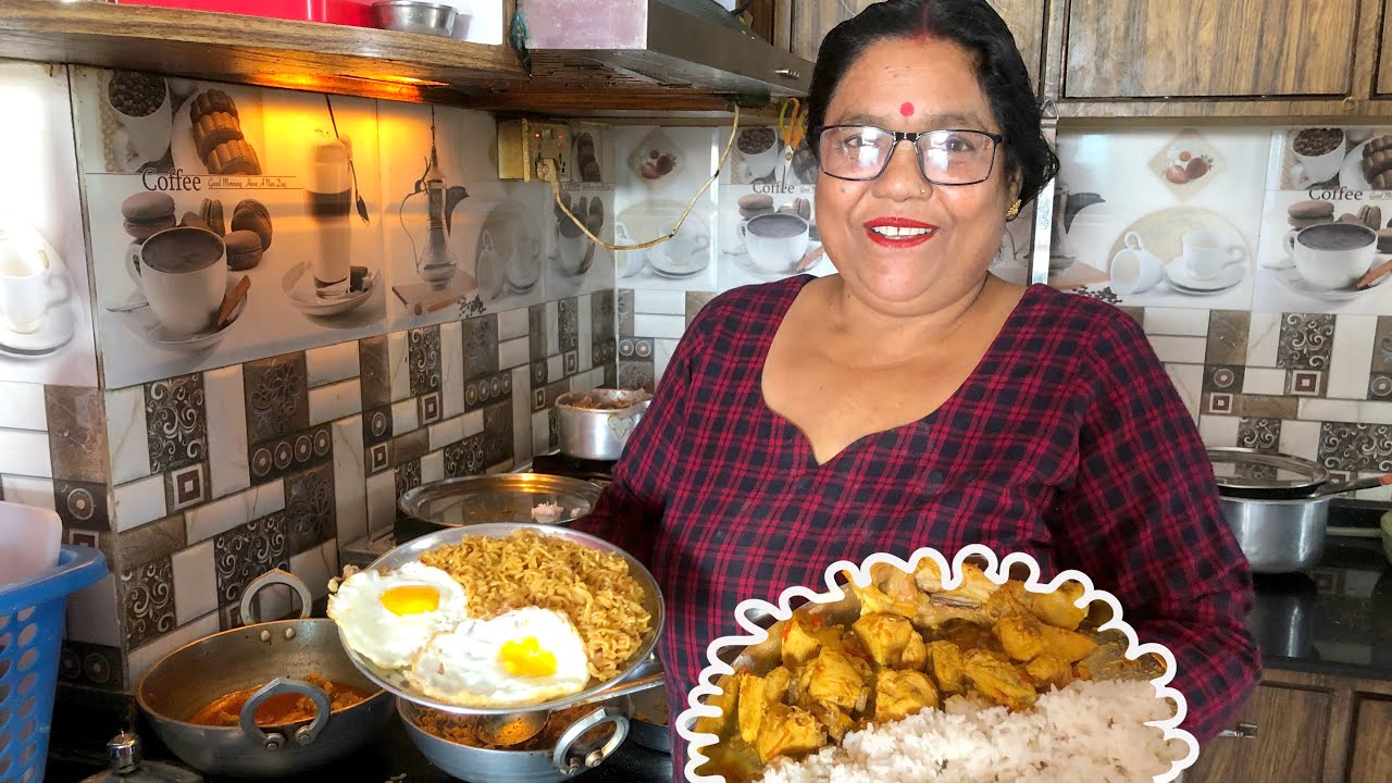 CHICKEN CURRY SPICY BASMATI RICE BONUS NOODLE EGG FRY MEKING IN THE ...
