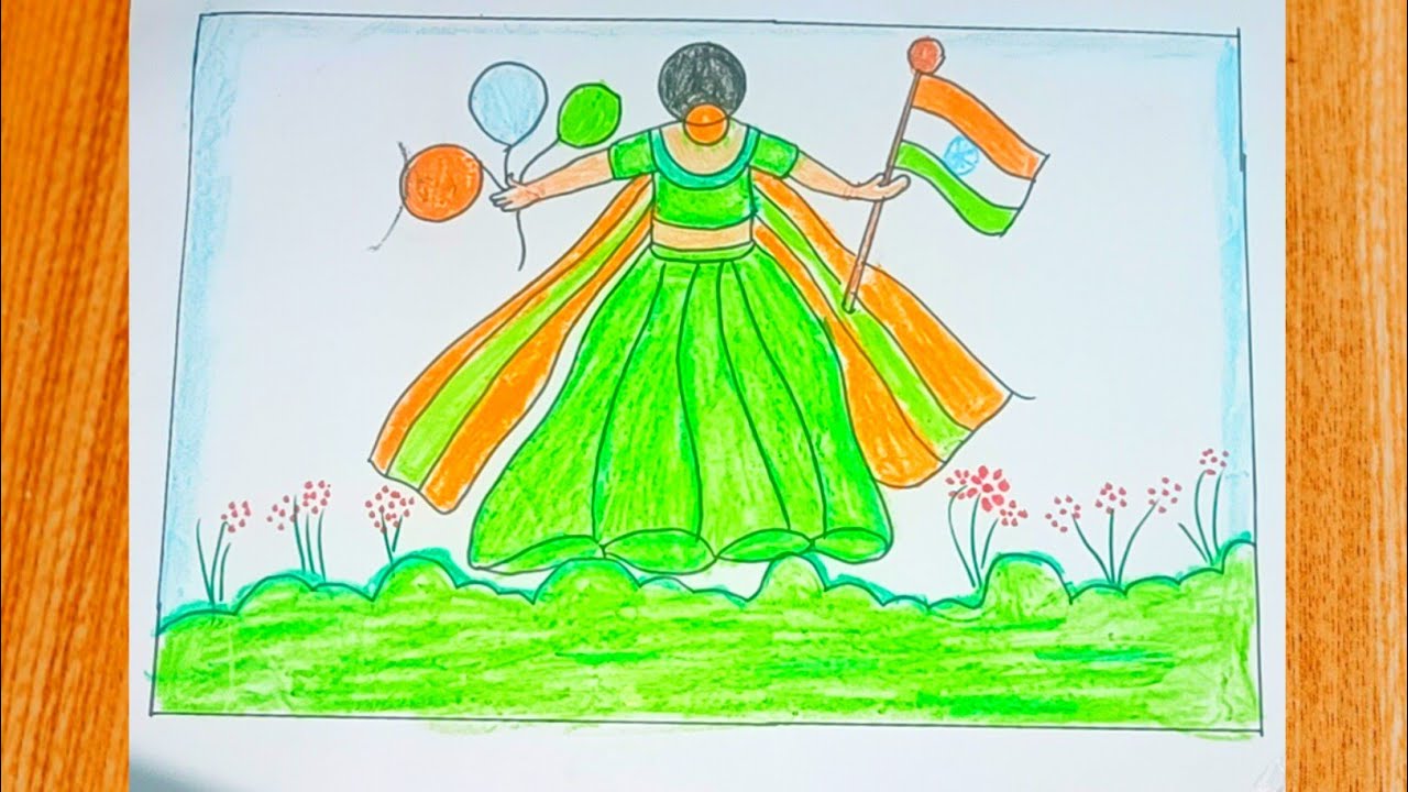 flag drawing/ republic day drawing/ bharat ka jhanda। झंडा का चित्र ...