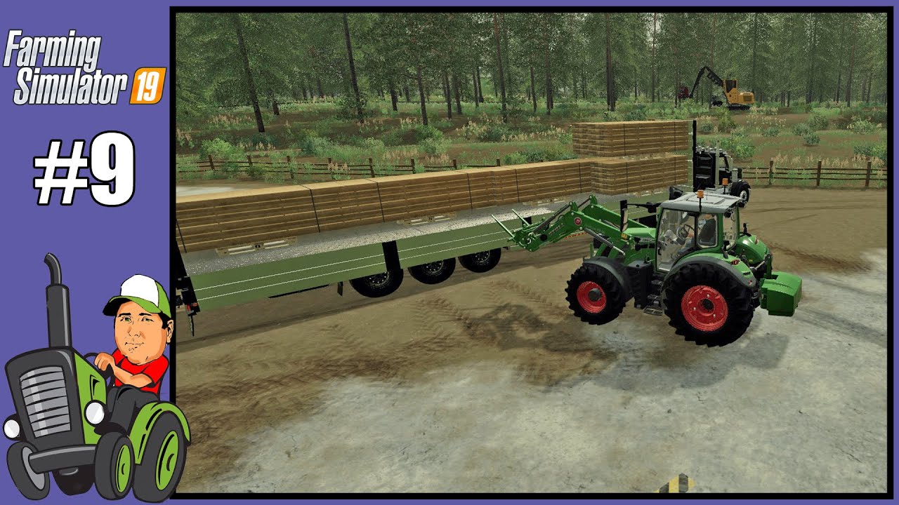 FS19 Slovak Village #9 - Cutting Trees & Stacking Boards - YouTube