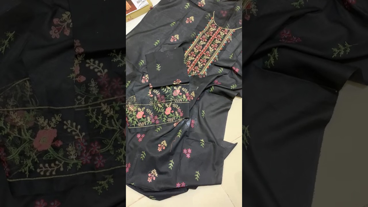 BREEZE MARIA.B 🌹EMB LAWN SHIRT GALA DAMAN PATCHES DYED LAWN TROUSER BAMBER PURE SHIFFON EMB ...