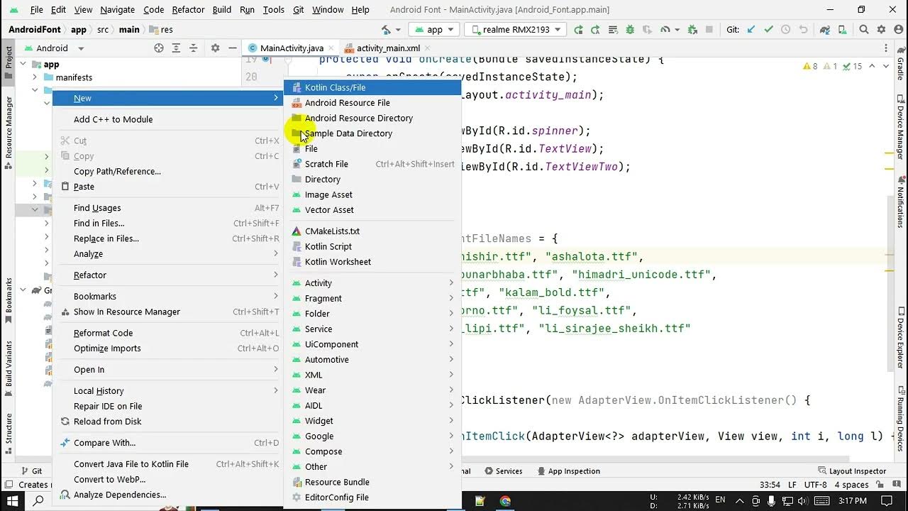 How to set font custom font to Spinner text programmatically | android spinner change font ...