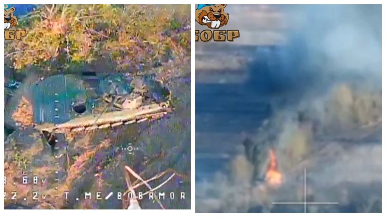 FPV drone of Russian "Bobr" military unit blows up BMP-2 armored ...