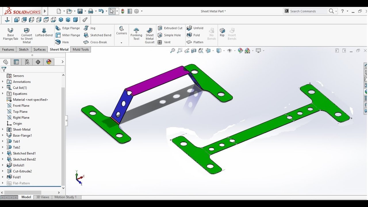 How to Make Parts in SolidWorks Sheet Metal Tutorial - YouTube