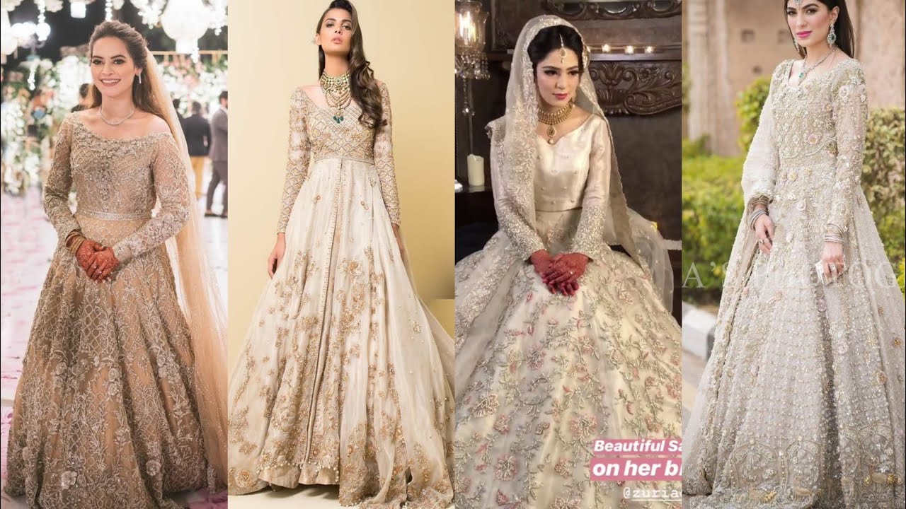 off-white/skin colour walima dress desings for bridal - YouTube