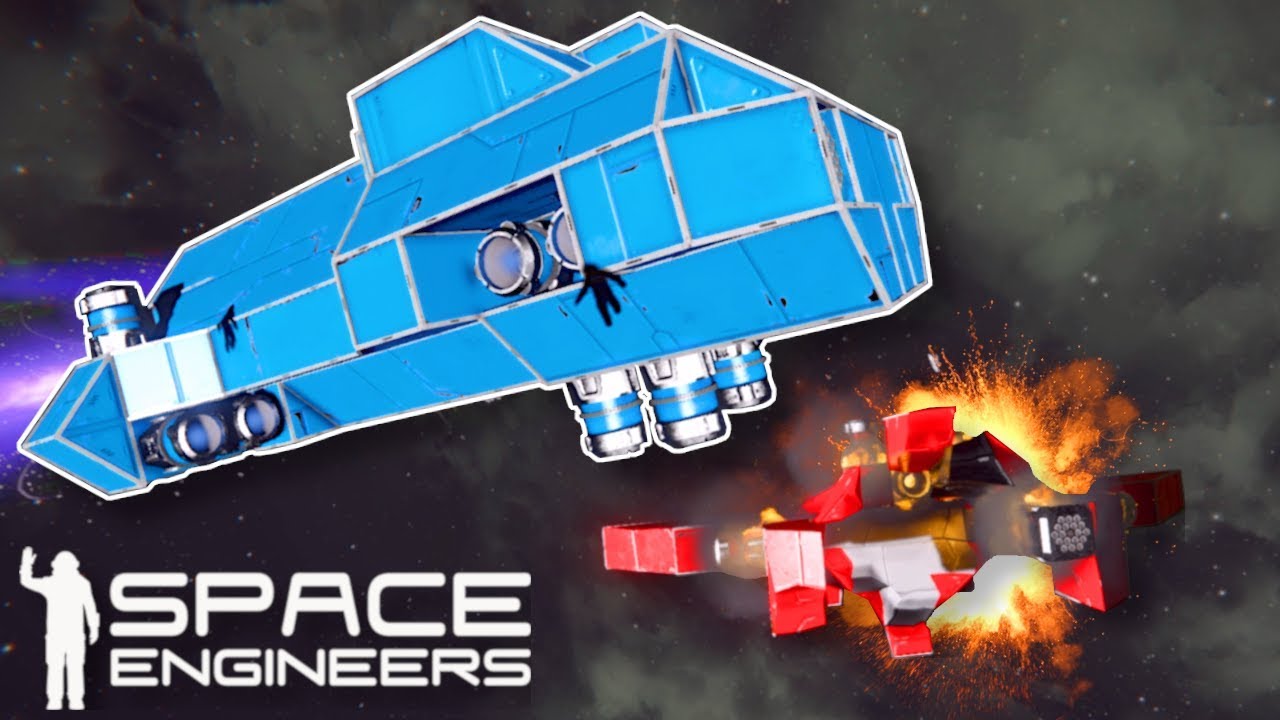 NOOBS BATTLE IN SPACE! - Space Engineers Multiplayer Gameplay - Space Battle Challenge - YouTube