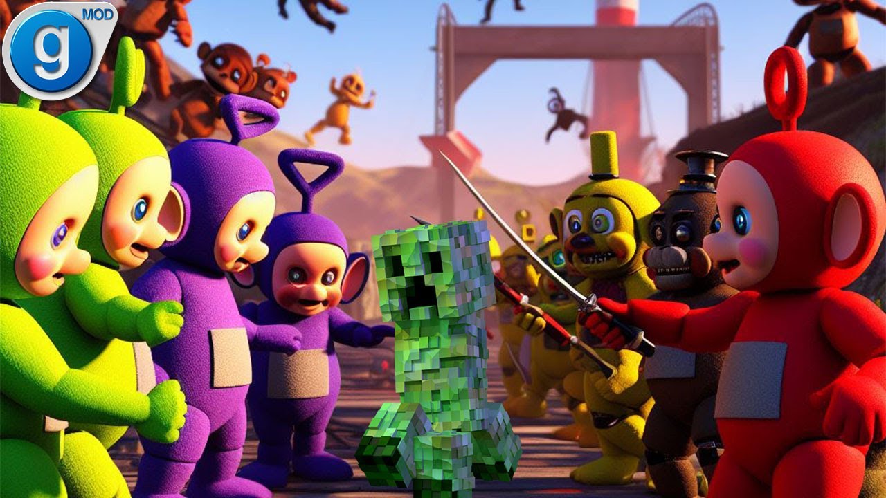 Teletubbies fight creepers and Five Nights at Freddy's Gmod #gmod # ...