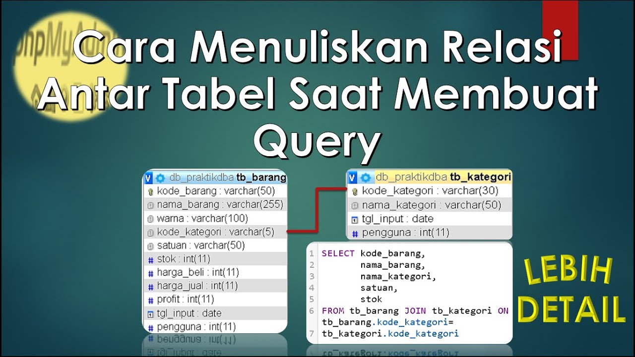 Cara Menuliskan Relasi antar Tabel saat Membuat Query - YouTube