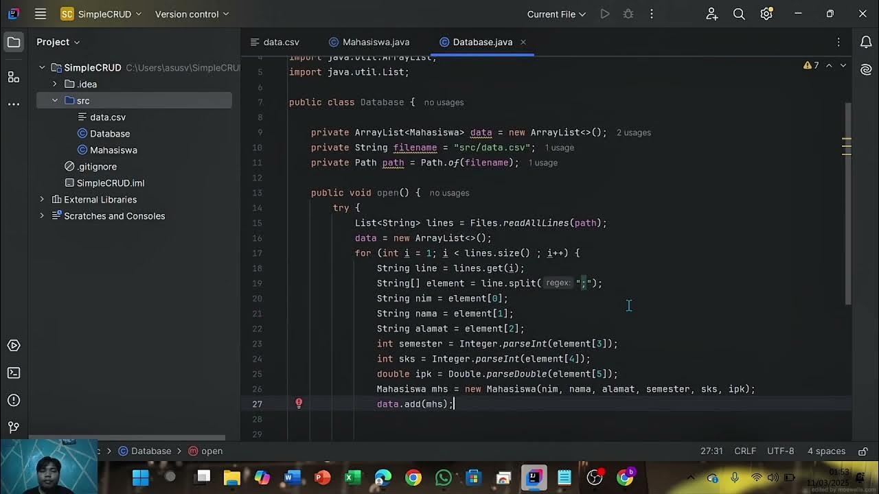 Tutorial Pembuatan Aplikasi Simple CRUD Berbasis Text File .csv - YouTube