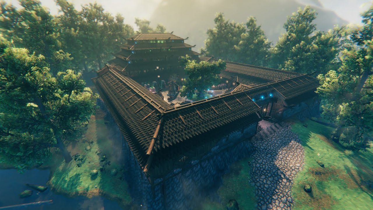 Valheim Asian castle showcase - YouTube