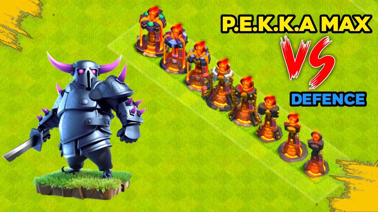 P.E.K.K.A MAX VS Every Level defence Clash of Clans - YouTube