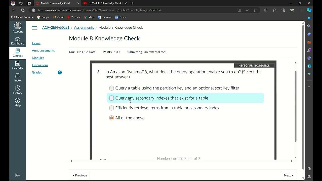 Module 8 Knowledge Check | AWS Academy Cloud Foundation | Databases - YouTube