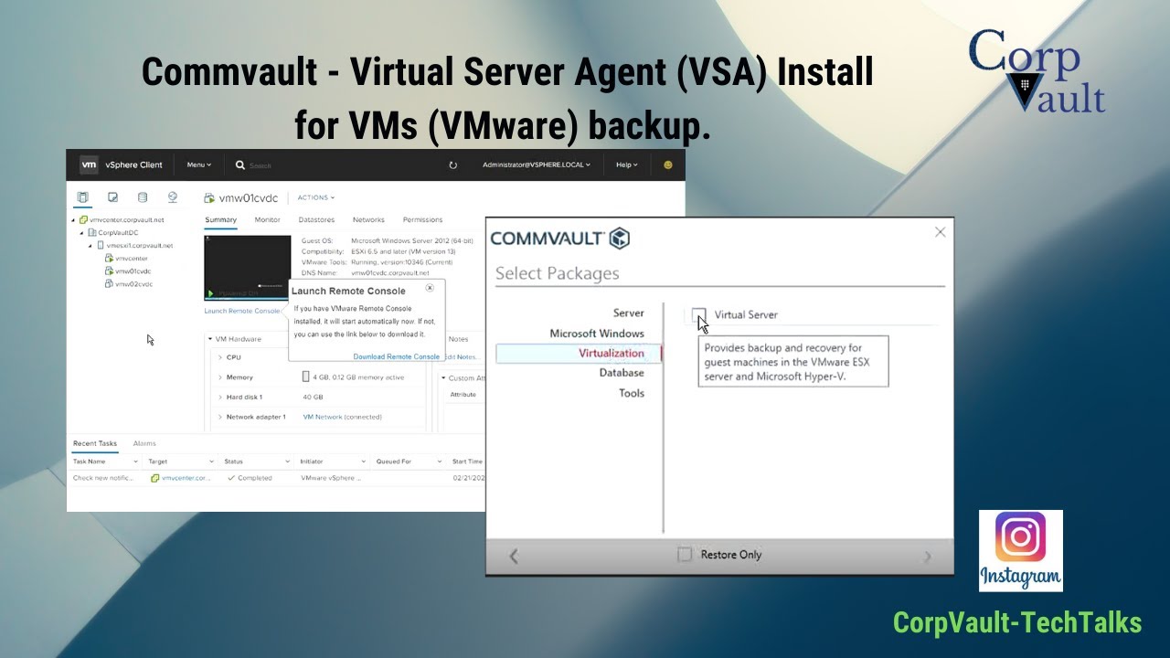  Commvault Virtual Server Agent VSA Install For VMs VMware