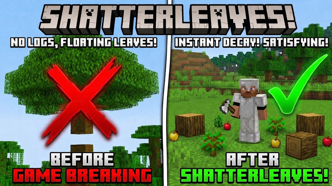 Minecraft Instant Leaf Decay Mod || No More Floating Trees ...