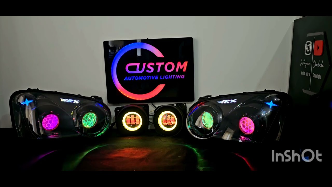 custom subaru blobeye headlights and fog lights - YouTube