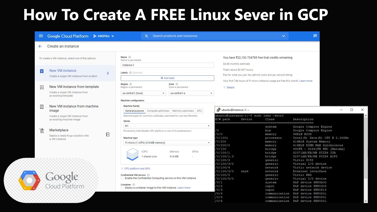 How To Create FREE Linux Server in Google Cloud Platform - YouTube