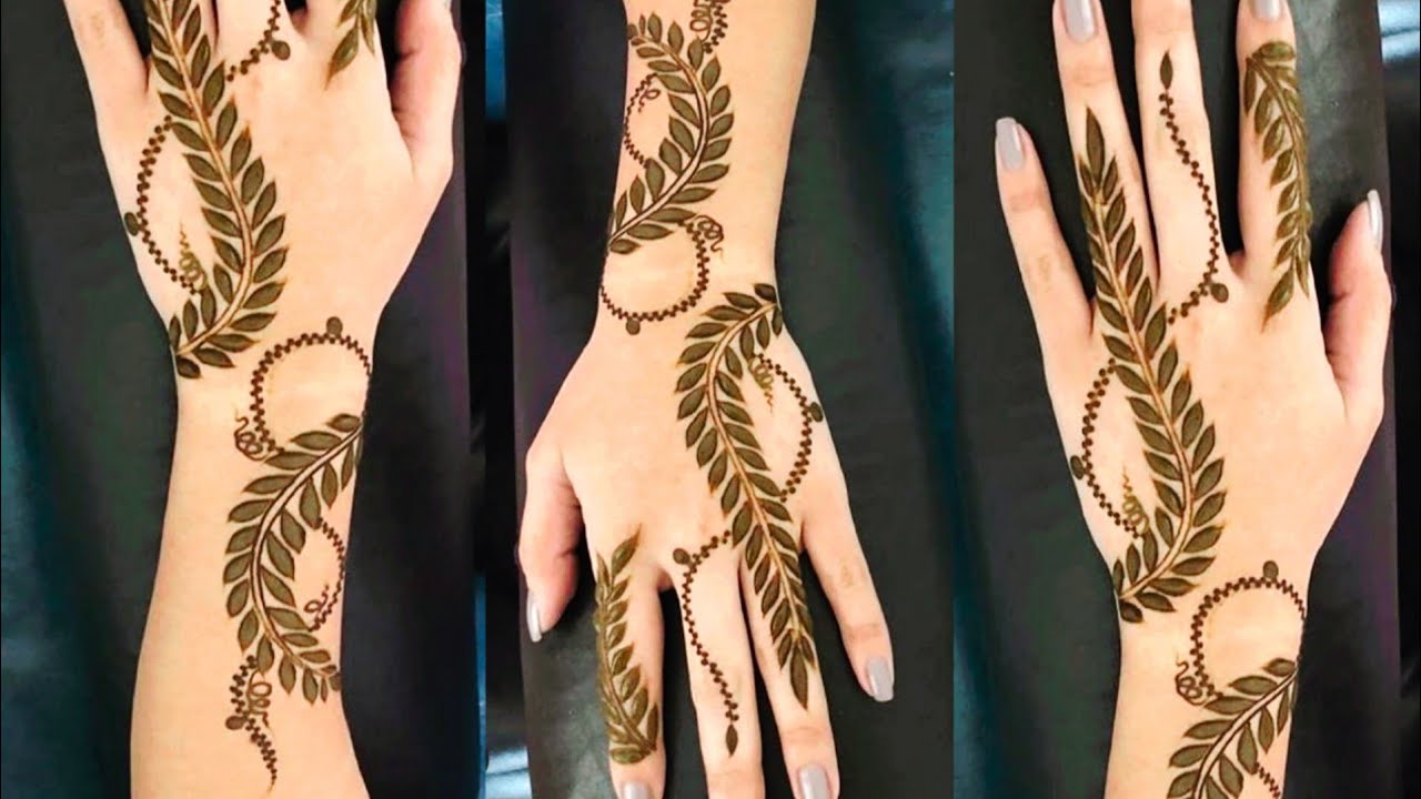 Easy Bold Leaves Mehndi Design|Simple & Stylish Back Hand Mehndi Design ...