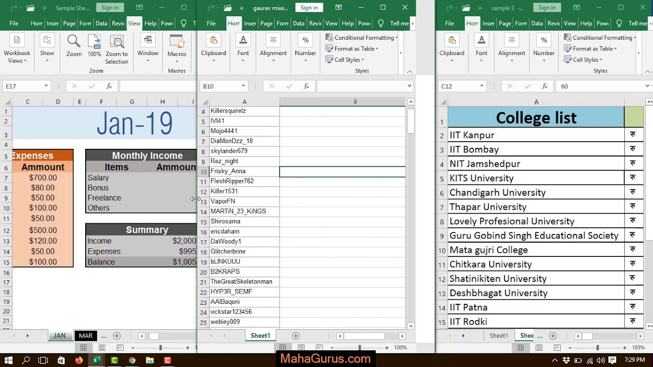 How to Arrange Verticle Windows in Excel- Arrange Vertical Windows in ...
