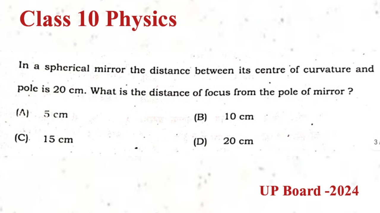 In a spherical mirror the distance between its centre of curvature and ...