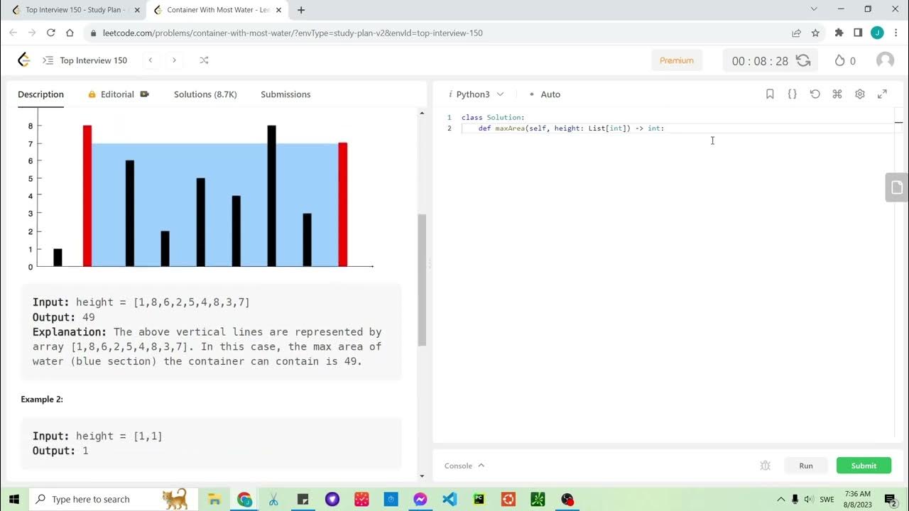 LeetCode 11. Container With Most Water - LIVE coding & thought process ...