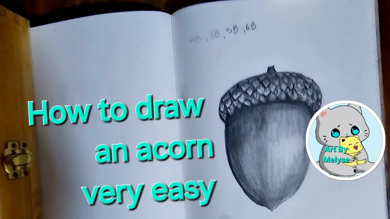 How to draw an acorn , tutorial for beginners, step by step draw with me - YouTube