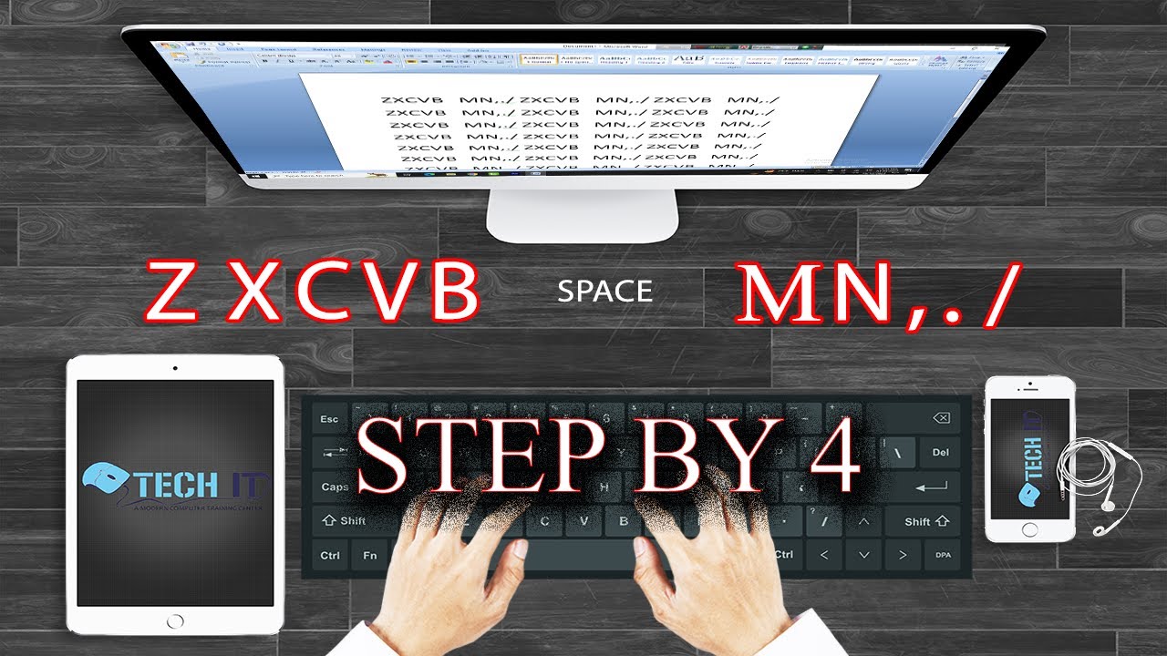 COMPUTER speed typing|| step by 4|| ZXCVB MN,./|| TECH IT - YouTube