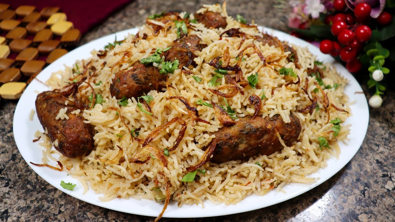 Pulao Recipe | Dawat Special Seekh Kabab Pulao Recipe (Eid Special ...