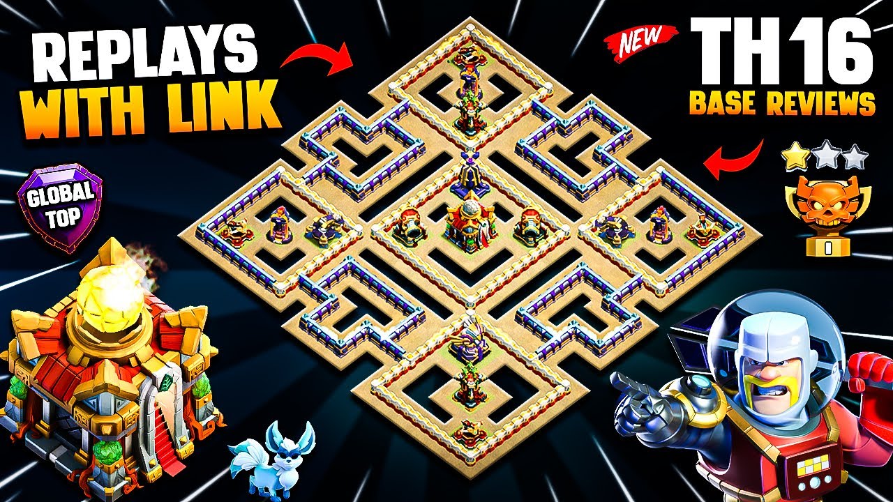COC TH16 Base Link With Replays (ONLY 1 STAR Town Hall 16) | Unbeatable ...