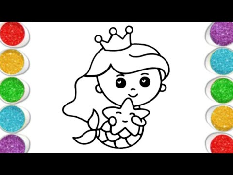 Cute Baby Mermaid Drawing, Painting and Colouring for Kids and Toddlers ...