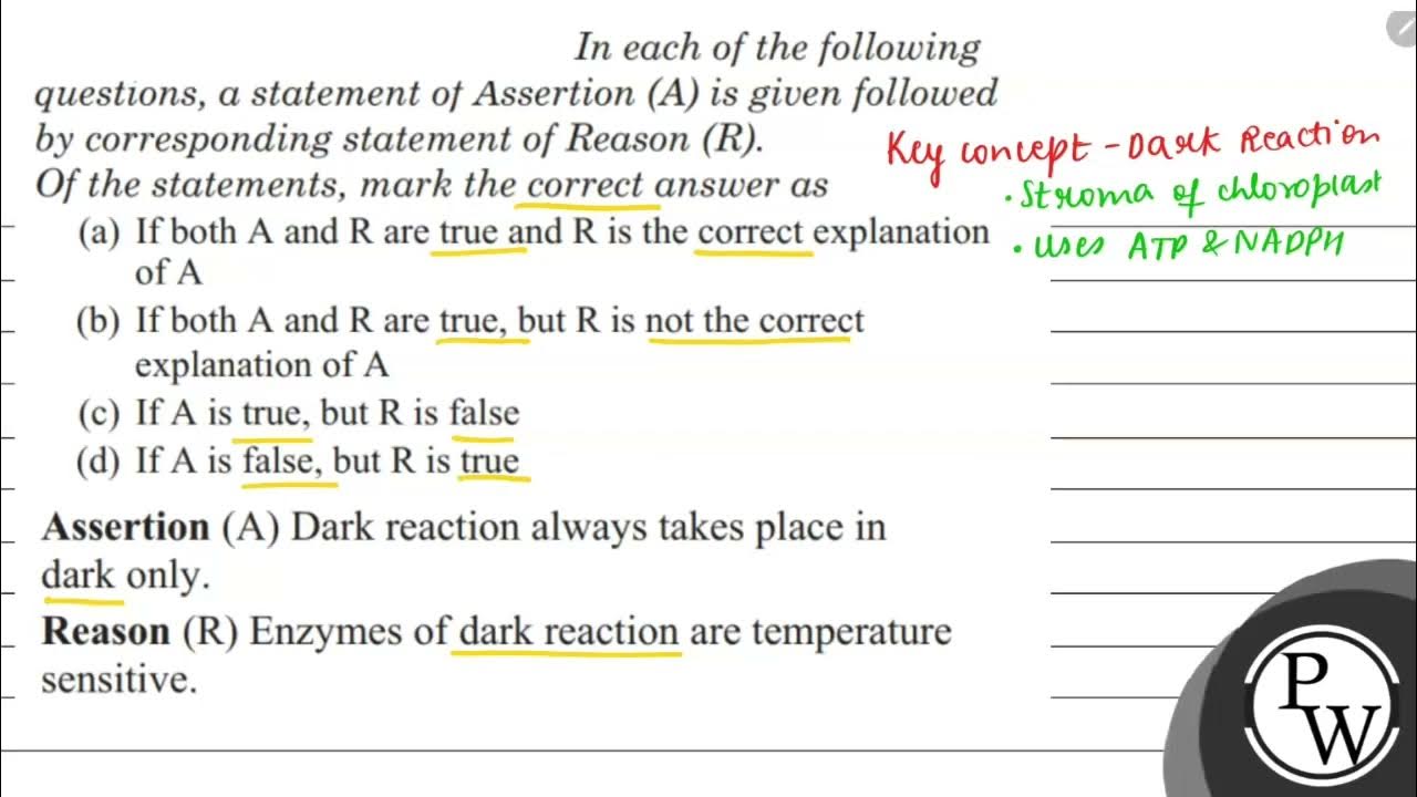In each of the following questions, a statement of Assertion (A) is given followed by correspond ...