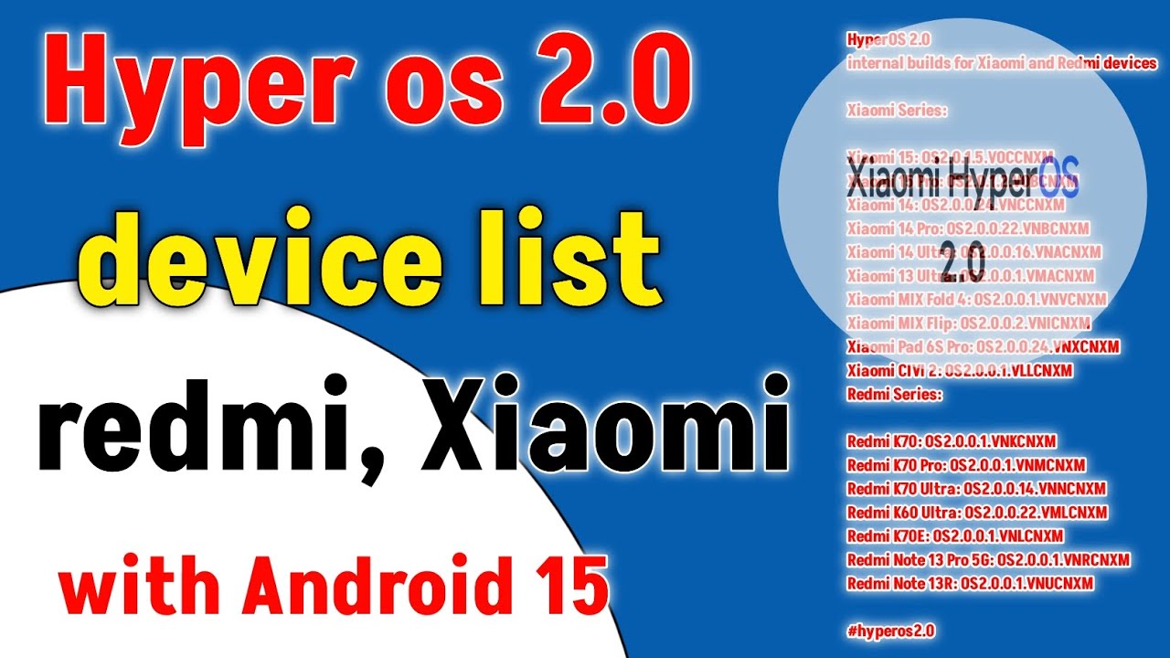 hyper OS 2.0 device list release with Android 15 - YouTube