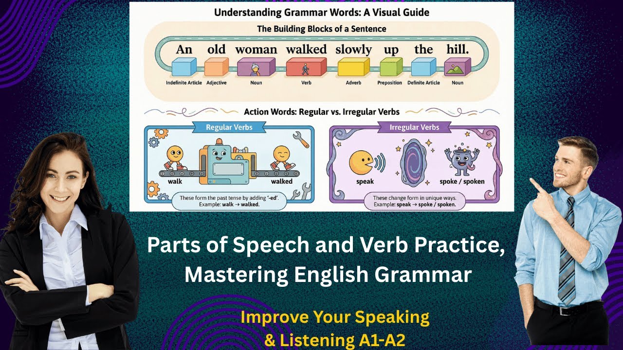 Video: English learning for beginners, Parts of Speech and Verb ...
