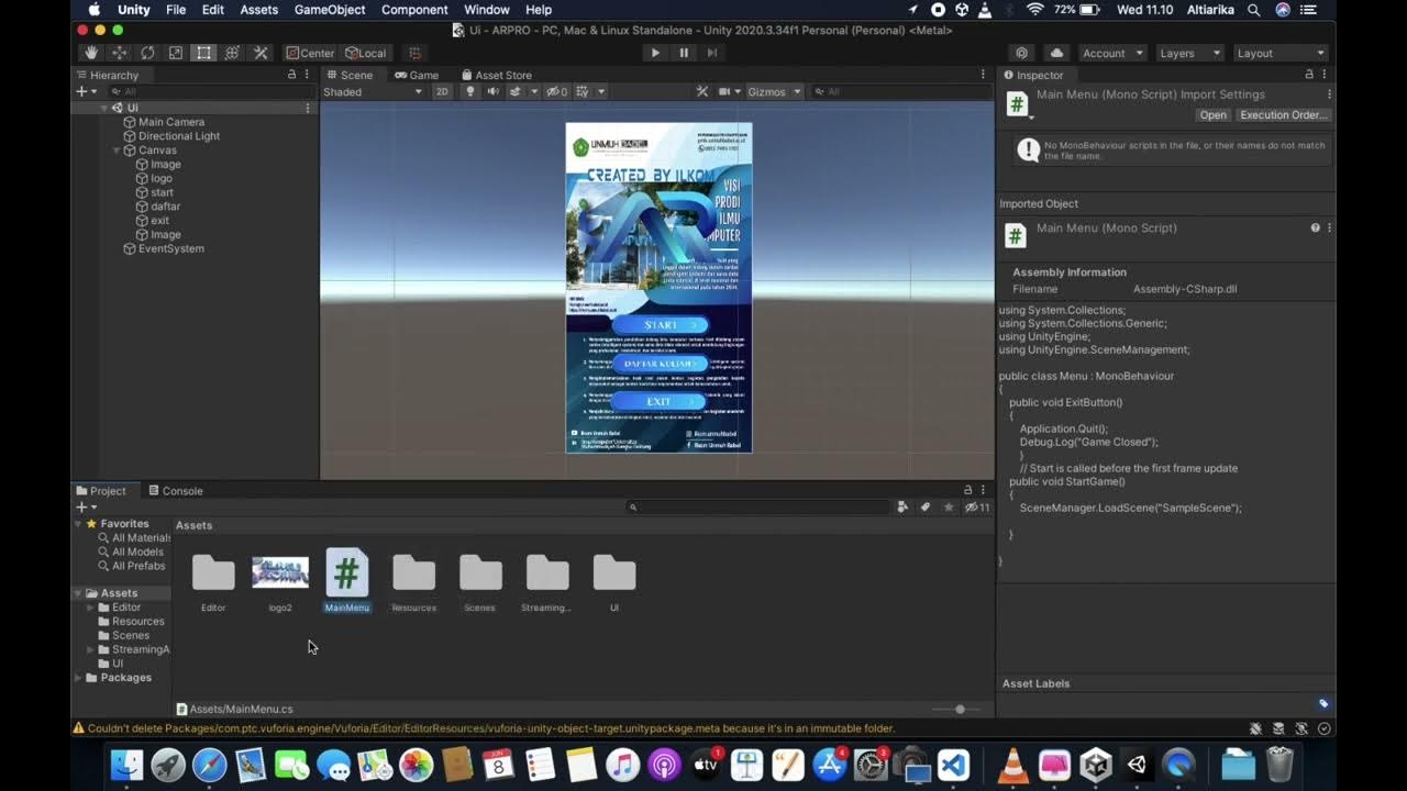 TUTORIAL AUGMENTED REALITY DENGAN UNITY 2020 DAN SDK VUFORIA - DIGITAL ...