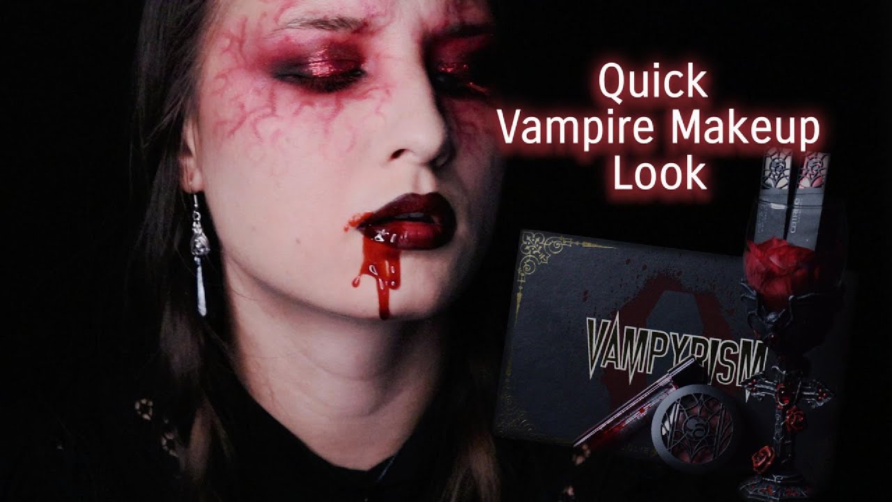🦇Quick VAMPIRE MAKEUP look🦇 @JolieBeauty VAMPIRYSM Palette/Red Glitter ...