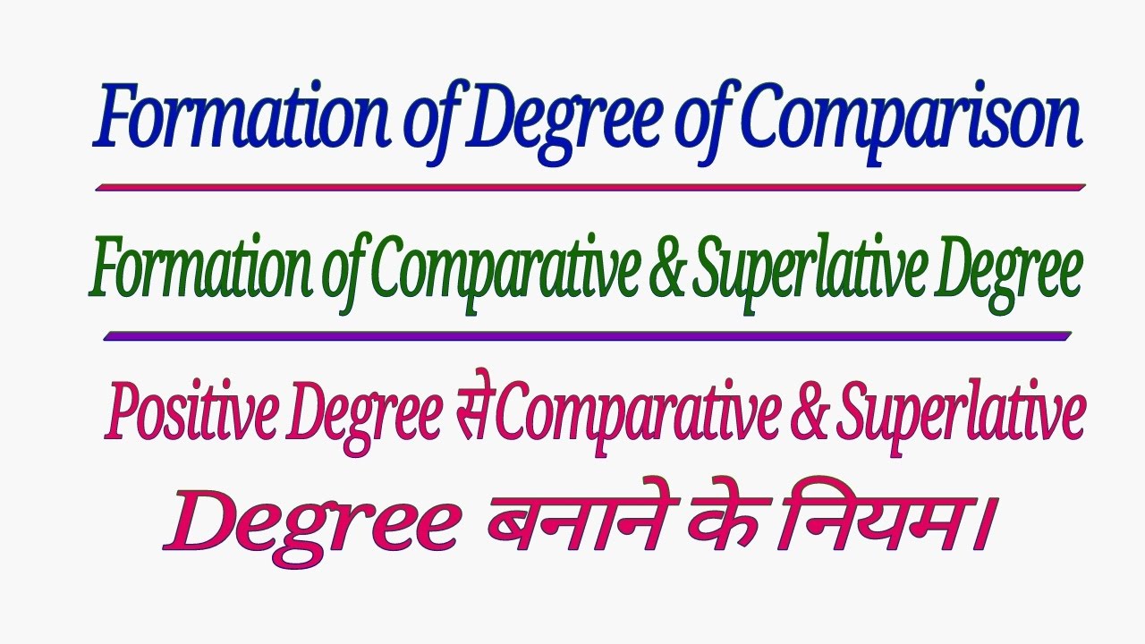 FORMATION OF DEGREE OF COMPARISON | FORMATION OF COMPARATIVE ...