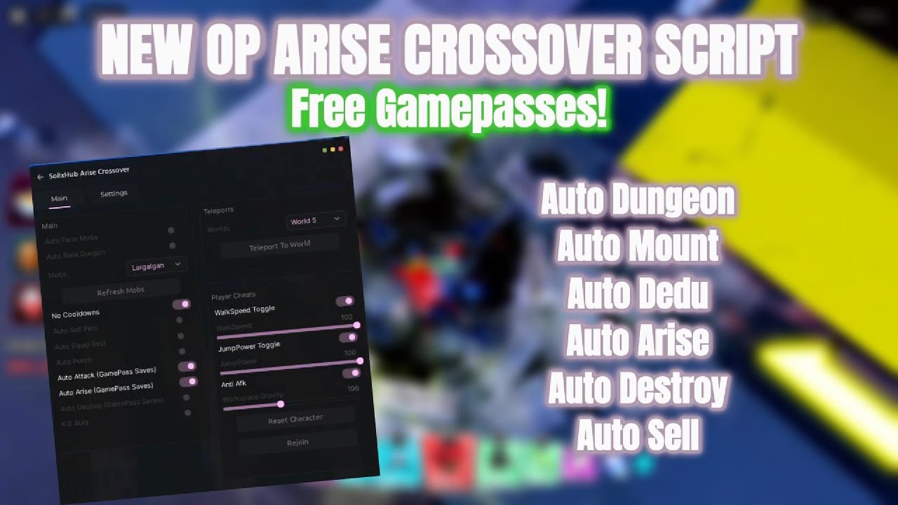 [NEW] Arise Crossover Script - FREE GAMEPASSES, Auto Dungeon & More ...