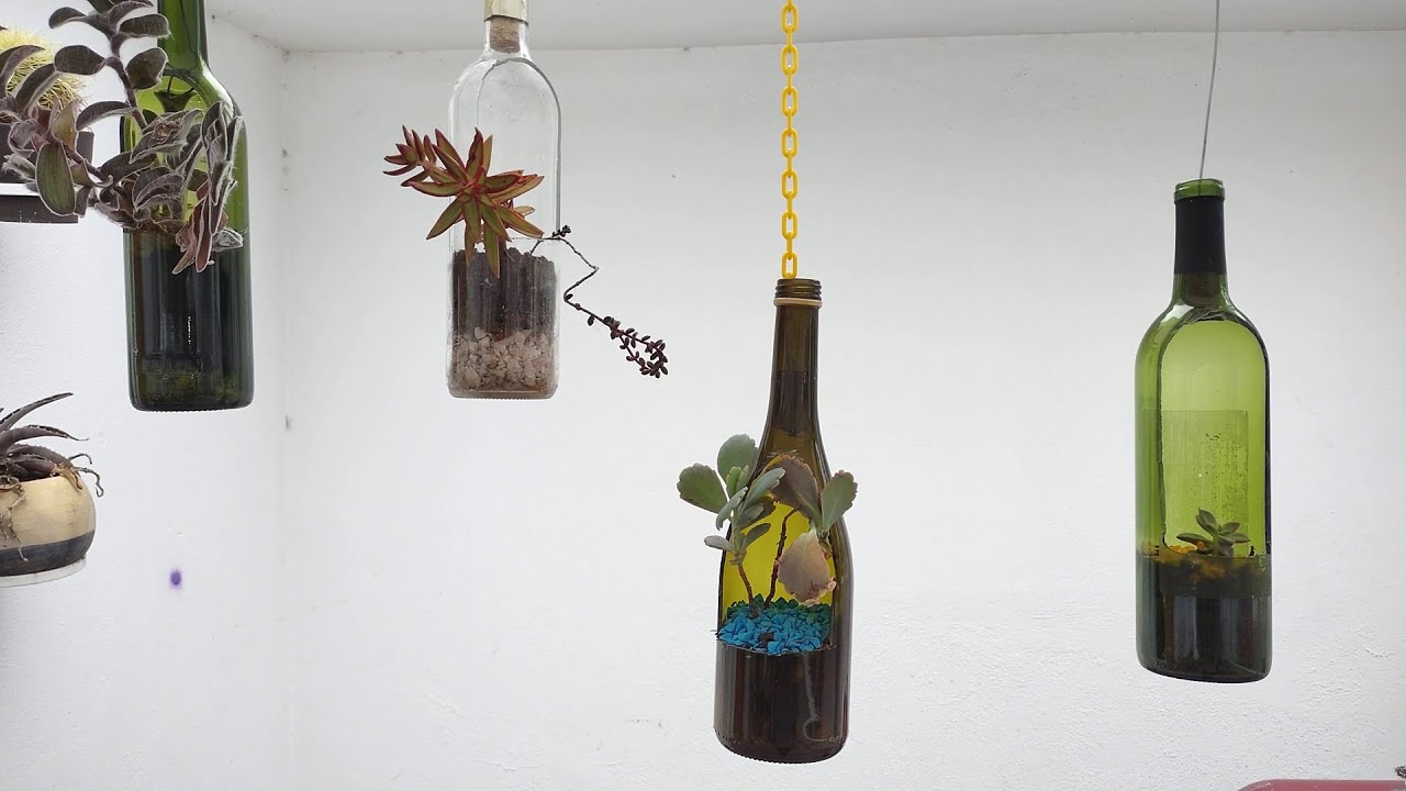 MACETEROS COLGANTES CON BOTELLAS RECICLADAS - YouTube