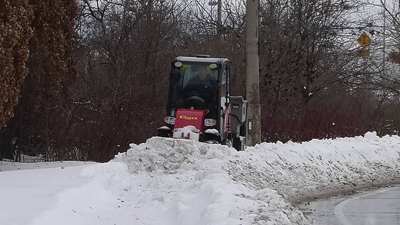 SNOW Removal; RARE BENCO Sidewalk Plow HEAVY Snow fall!! - YouTube